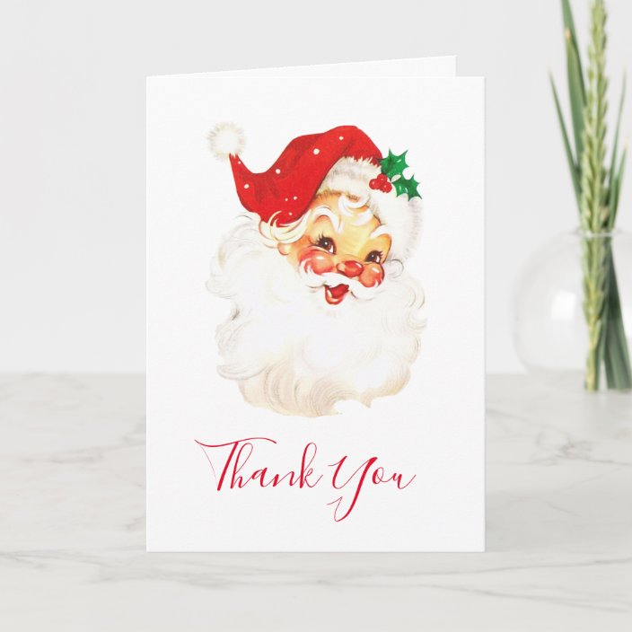 Vintage Retro Jolly Old Santa Claus Thank You Card | Zazzle.com