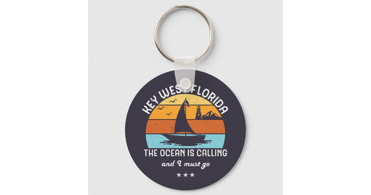 Vintage Retro Key West Florida Sailing Keychain | Zazzle