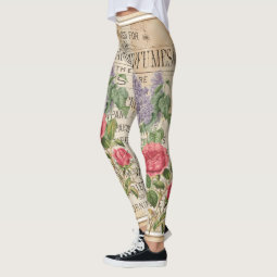 Vintage Retro Lilac Rose Perfume Soap Leggings | Zazzle