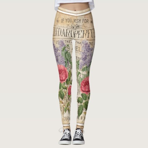 Vintage Retro Lilac Rose Perfume Soap Leggings | Zazzle