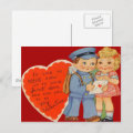 Vintage Retro Mailman Mailing Valentine Card | Zazzle