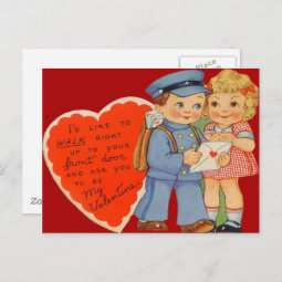 Vintage Retro Mailman Mailing Valentine Card | Zazzle