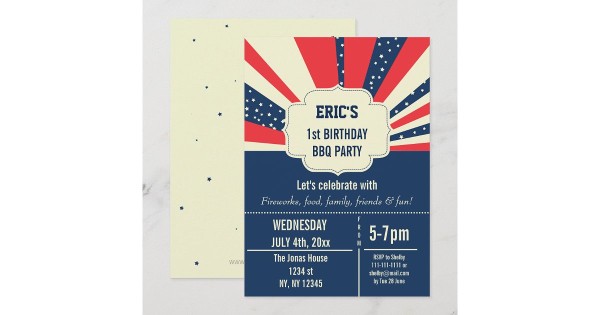 Vintage Retro memorial day birthday invitations | Zazzle