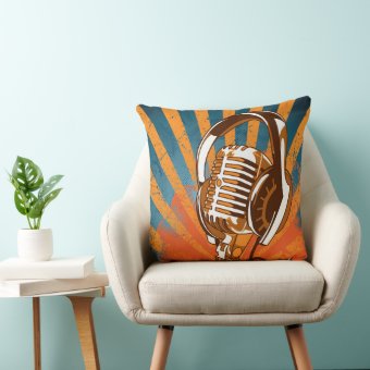 Vintage Retro Microphone Throw Pillow | Zazzle