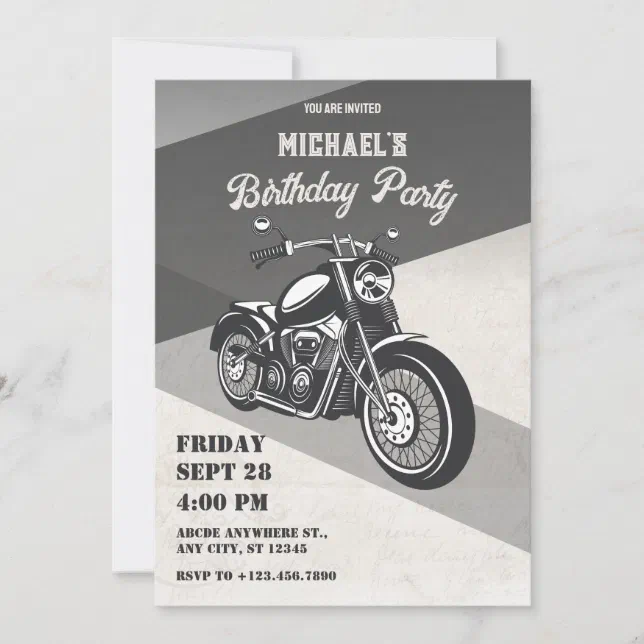 Vintage retro motorcycle birthday invitation | Zazzle