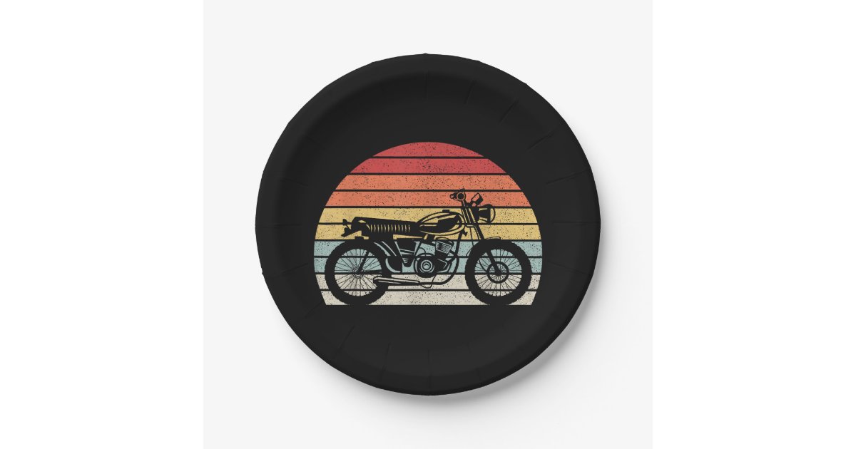 Vintage Retro Motorcycle Paper Plates | Zazzle