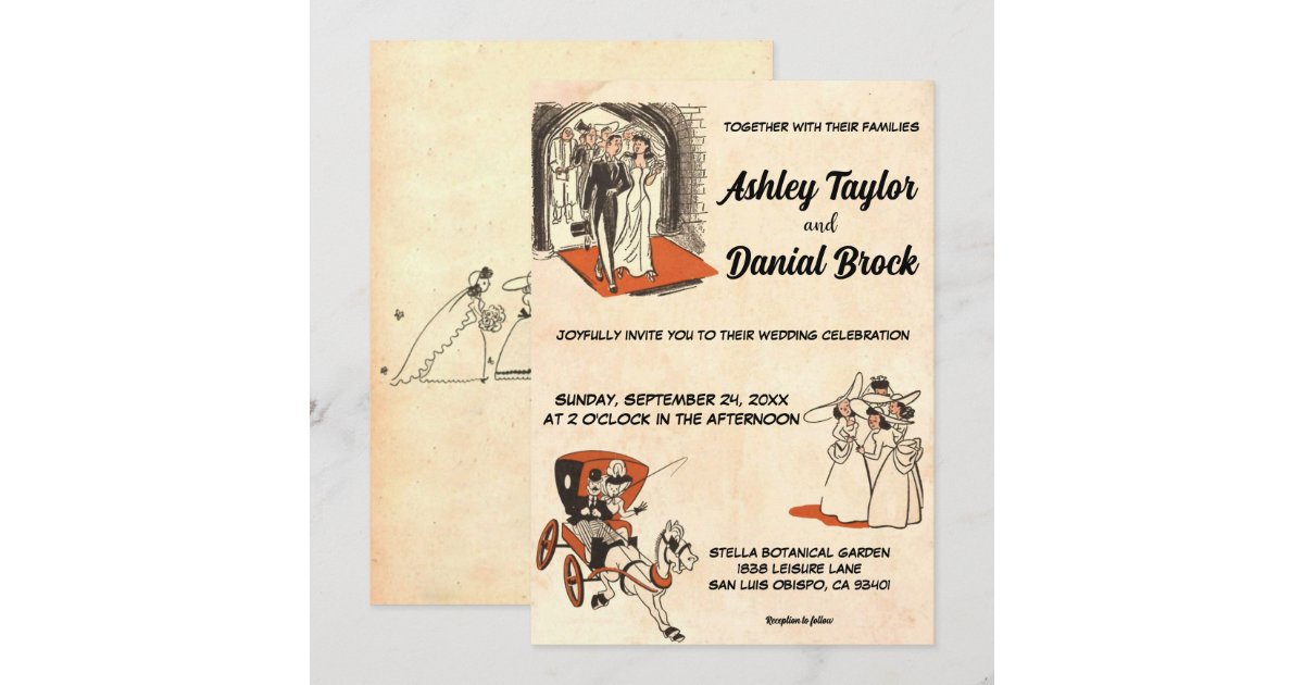 Vintage Retro Old Ancient Pop Art Rustic Wedding Invitation | Zazzle