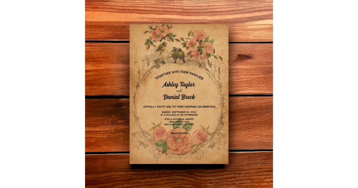 Vintage Retro Old Ancient Romantic Rustic Wedding Invitation | Zazzle
