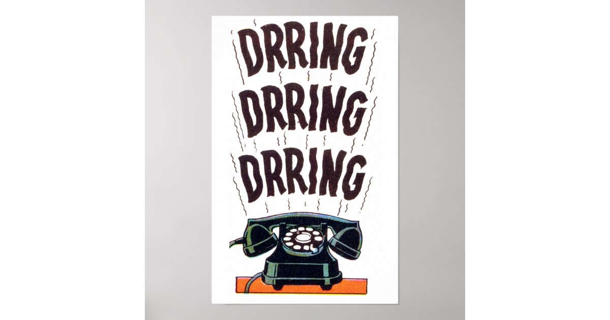 Vintage Retro Old Classic Telephone Ringing Poster | Zazzle