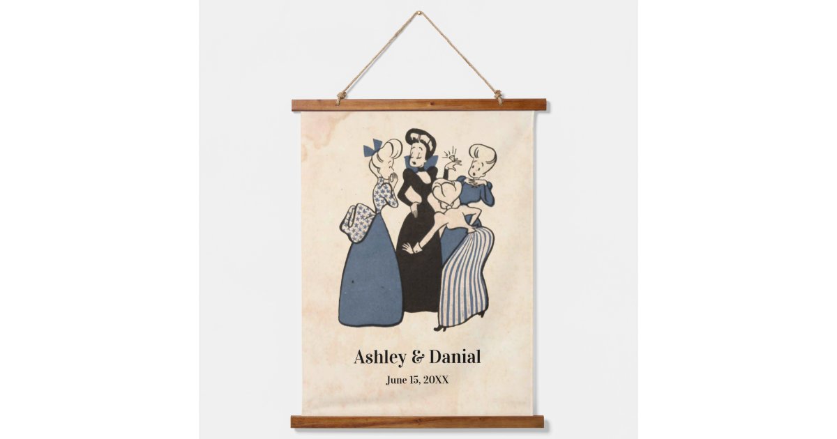 Vintage Retro Old Funny Proposal Ring 50s Wedding Hanging Tapestry | Zazzle