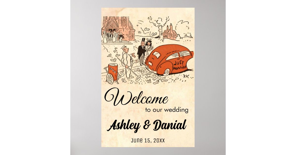 Vintage Retro Old Style Nostalgic Rustic Wedding Poster | Zazzle