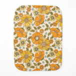 Vintage Retro Orange Floral Pattern Fabric | Zazzle