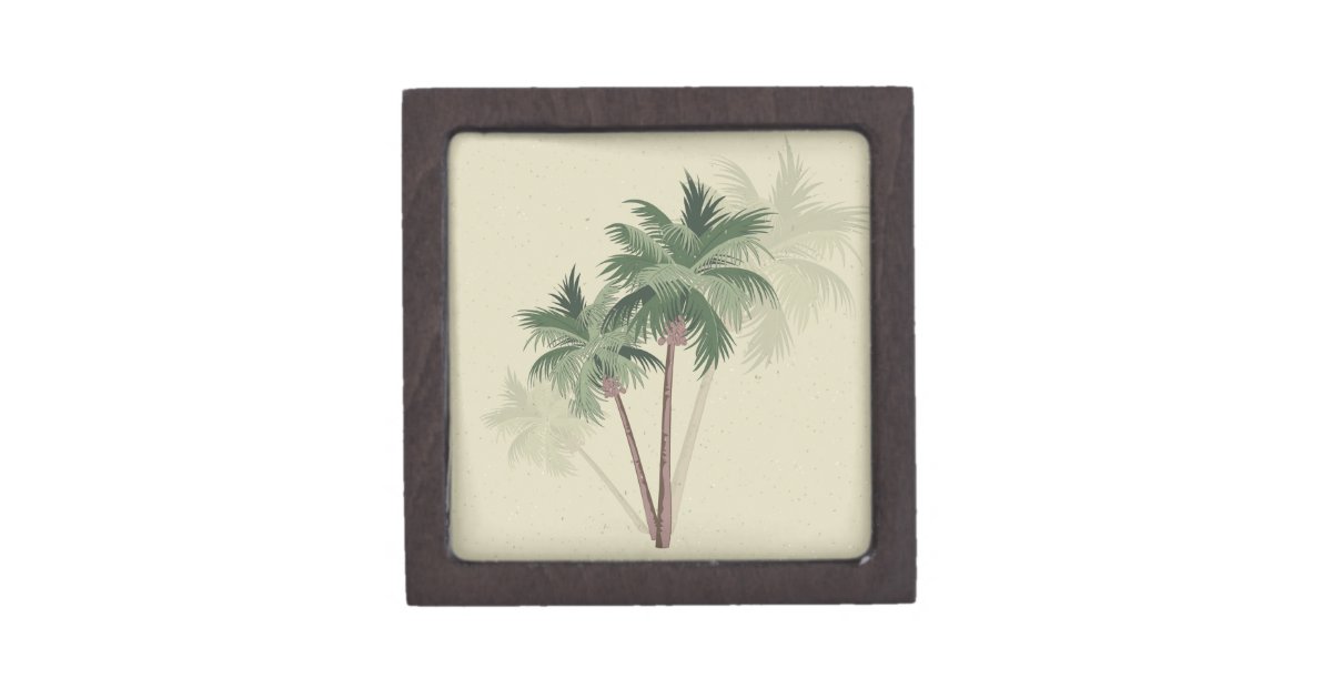 Vintage Retro Palm Trees on Pale Green Gift Box | Zazzle