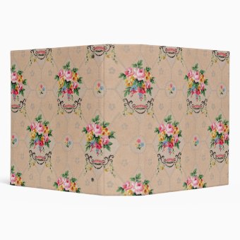 Vintage Retro Paper Wallpaper Hanging Flower Pot 3 Ring Binder | Zazzle