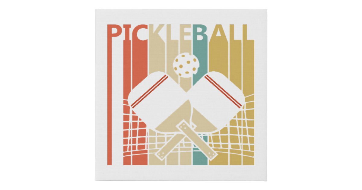 Vintage Retro Pickleball Faux Canvas Print | Zazzle