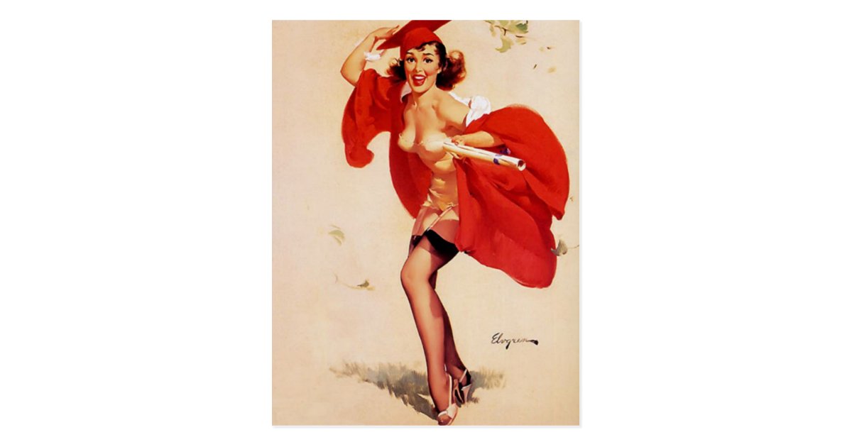 Vintage Retro Pin Up Girl Postcard