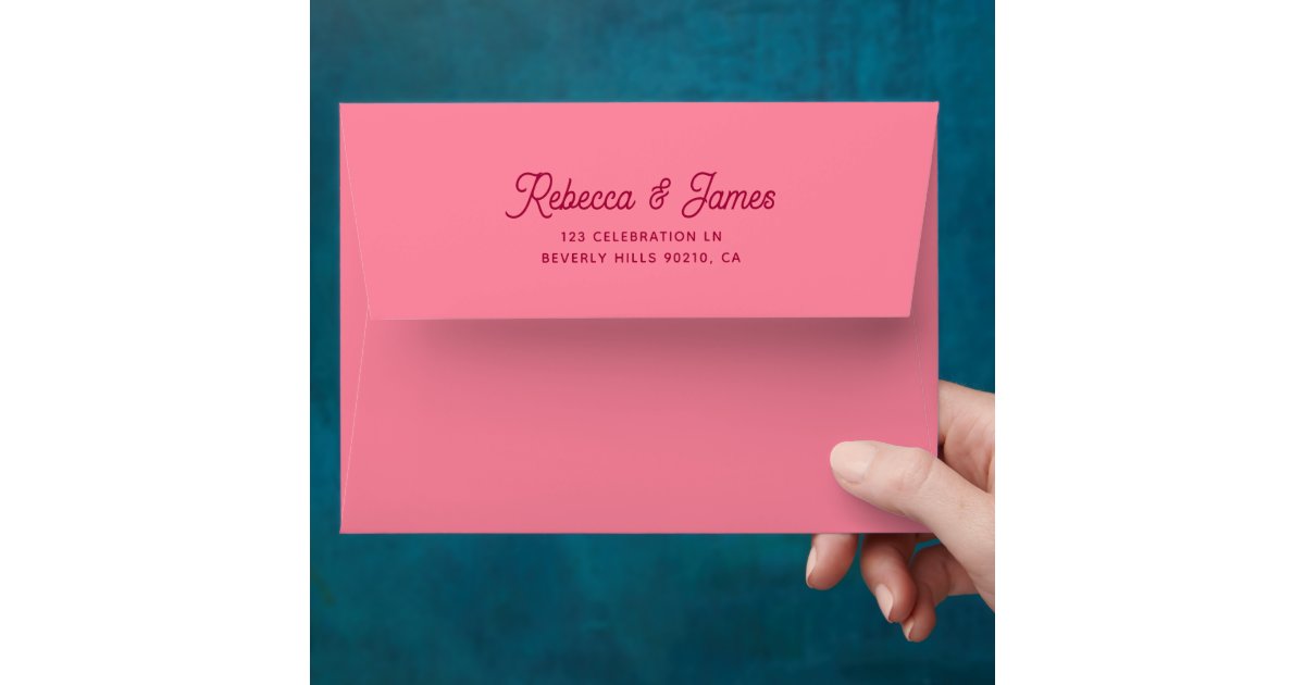 Vintage Retro Pink Fuchsia Peachy Wedding Envelope | Zazzle