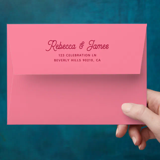 Vintage Retro Pink Fuchsia Peachy Wedding Envelope | Zazzle