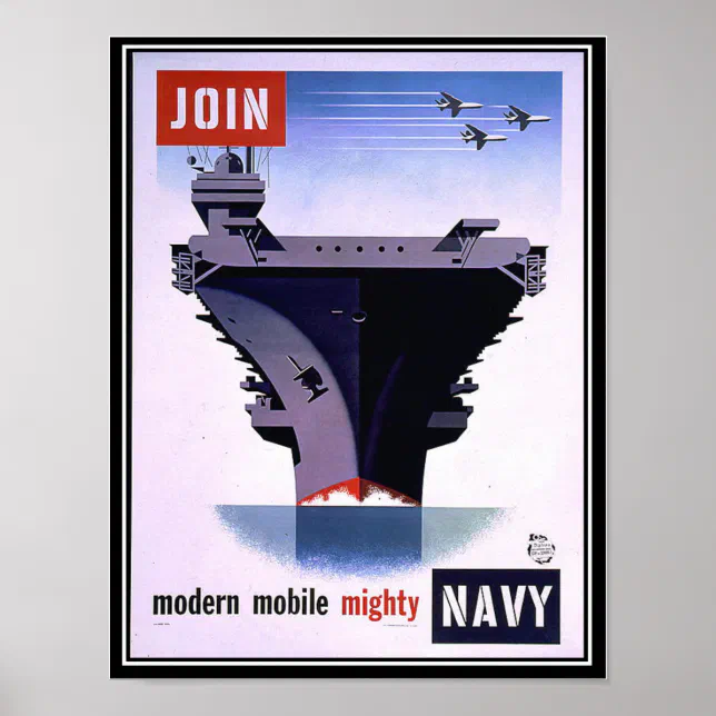 Vintage Retro Poster Join the Navy | Zazzle