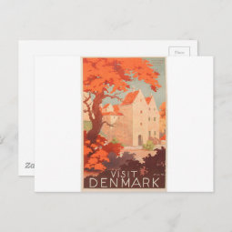 Vintage Retro Poster Visit Denmark Postcard | Zazzle