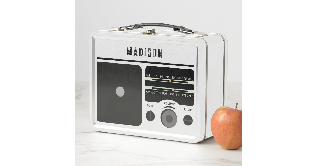 Vintage Retro Radio Personalized Name Metal Lunch Box | Zazzle