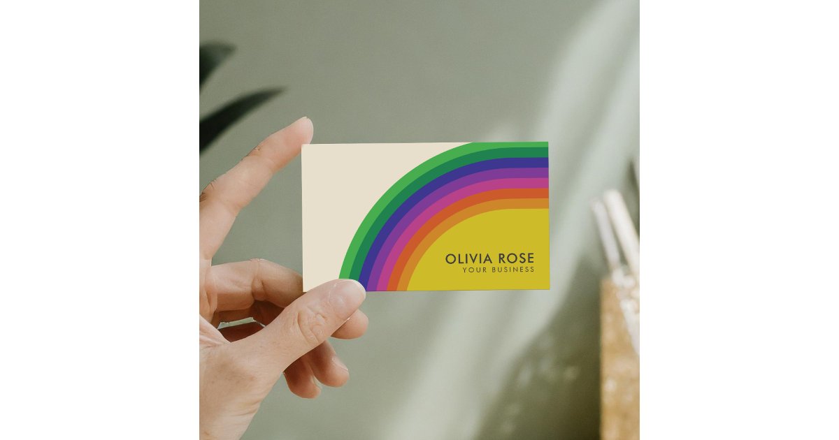 Vintage Retro Rainbow Business Card | Zazzle