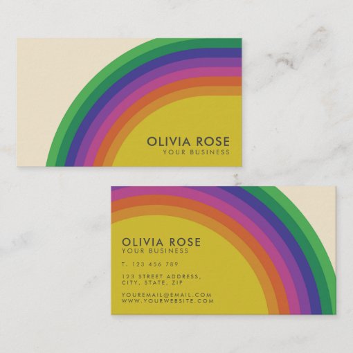 Vintage Retro Rainbow Business Card | Zazzle