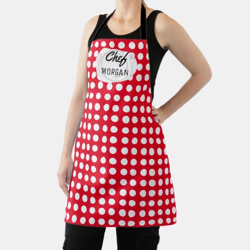 Vintage Retro Red Print Apron | Zazzle