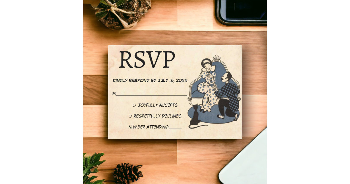 Vintage Retro Romantic Proposal Old Rustic Wedding RSVP Card | Zazzle