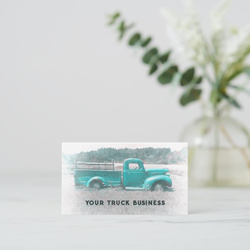 Vintage Retro Rustic Teal Green Farm Truck Business Card | Zazzle
