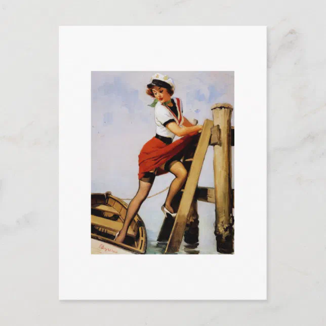 Vintage Retro Sailor Pin Up Girl Postcard Zazzle