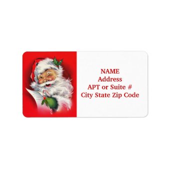 Vintage Retro Santa Claus Christmas Return Address Label | Zazzle