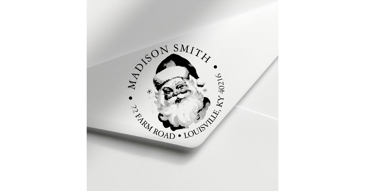 Vintage Retro Santa Claus Christmas Return Address Self-inking Stamp ...