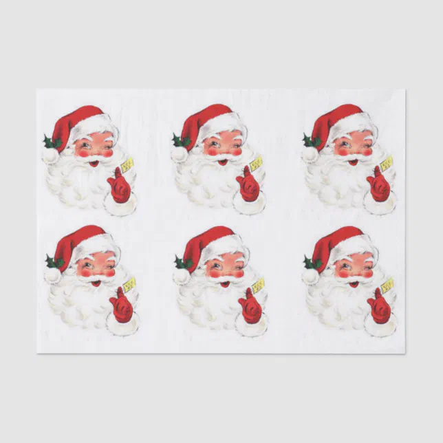 Vintage Retro Santa Gift Christmas Tissue Paper | Zazzle