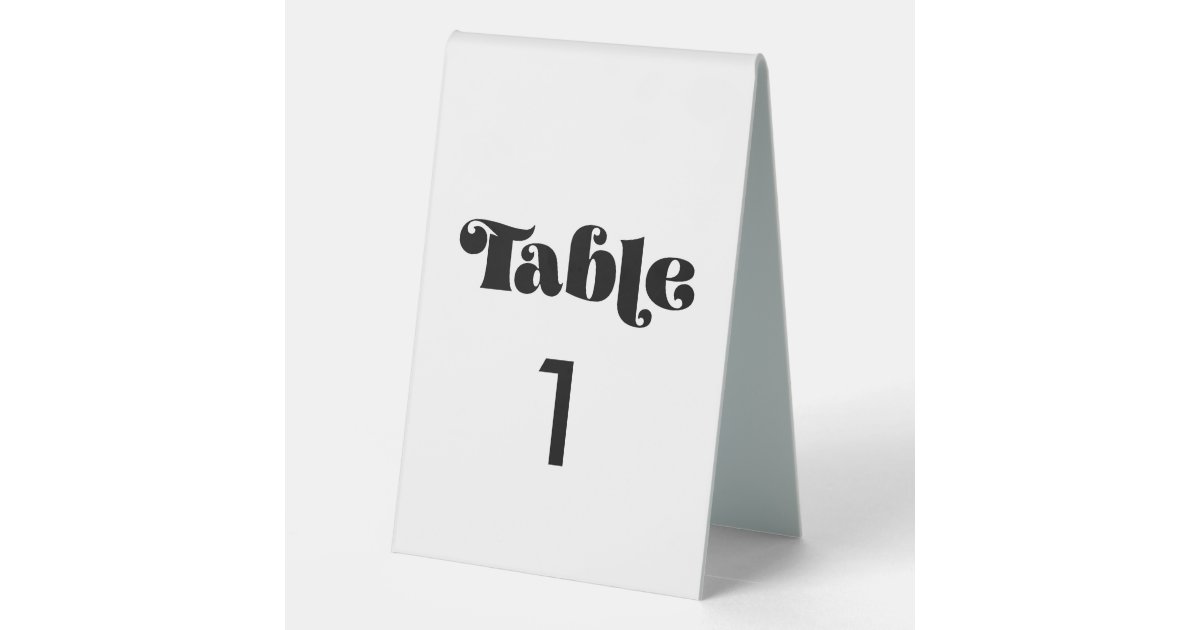 Vintage retro script number table tent | Zazzle