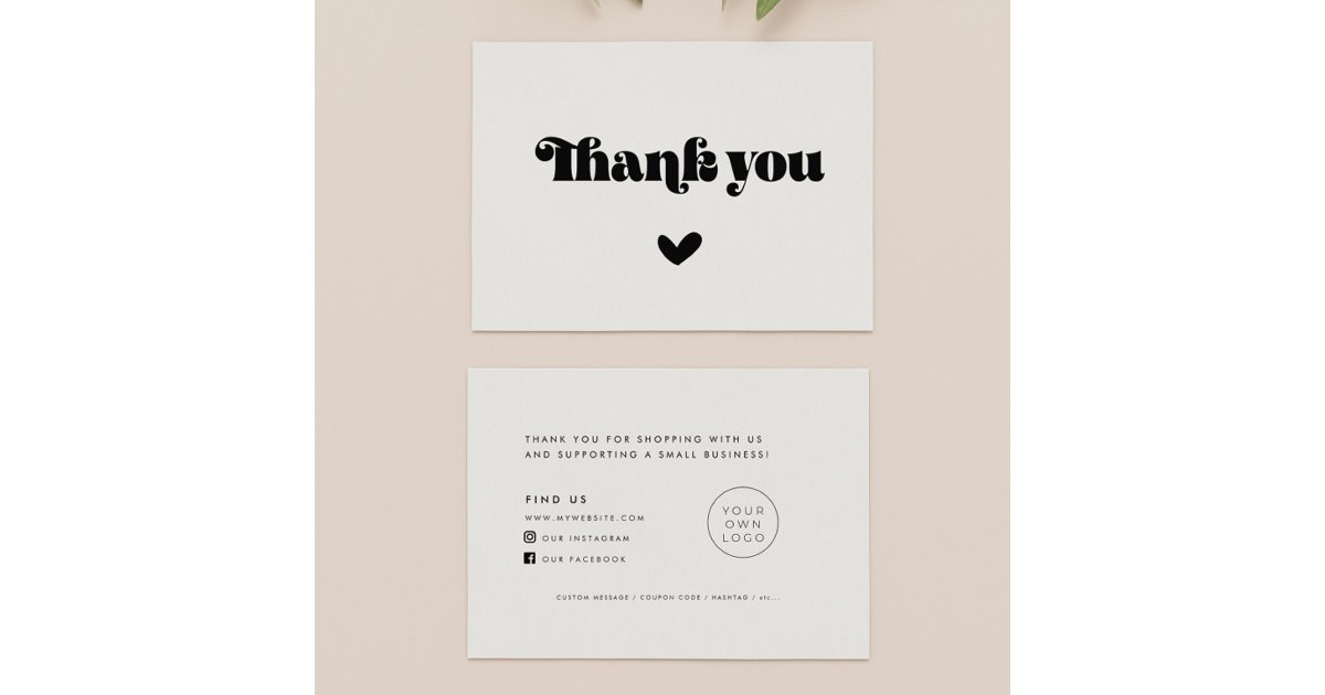 Vintage Retro Script Thank You Package Insert Card | Zazzle