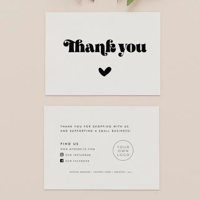Vintage Retro Script Thank You Package Insert Card | Zazzle
