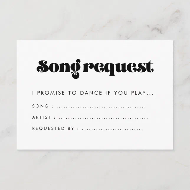 Vintage Retro Script Wedding Song request Enclosure Card | Zazzle