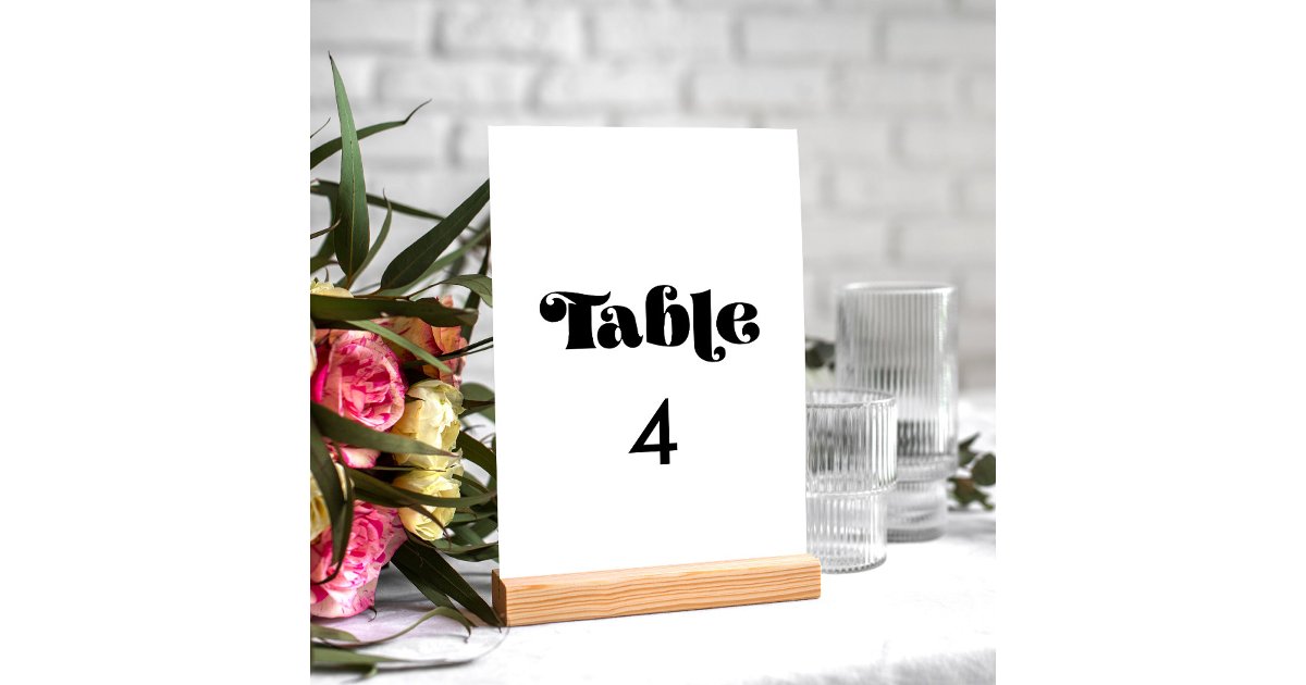 Vintage retro script wedding table number | Zazzle