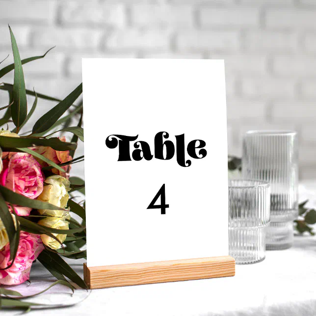 Vintage retro script wedding table number | Zazzle