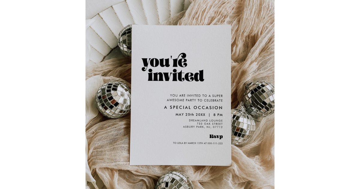 Vintage Retro Script You're invited Invitation | Zazzle