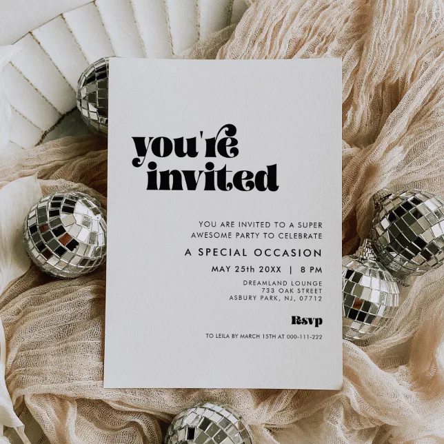 Vintage Retro Script You're invited Invitation | Zazzle
