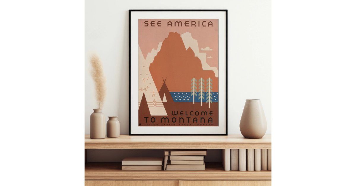 Vintage Retro See America Welcome to Montana Poster | Zazzle