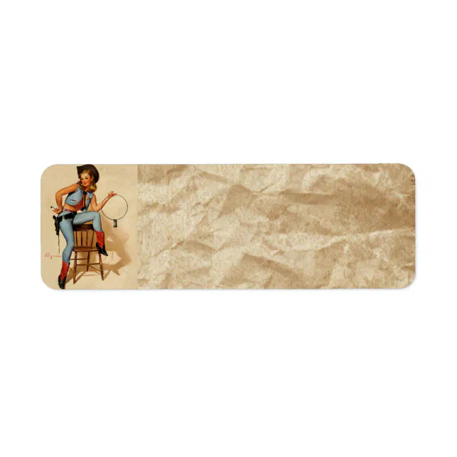 Vintage Retro Sheriff Pin Up Girl Label | Zazzle