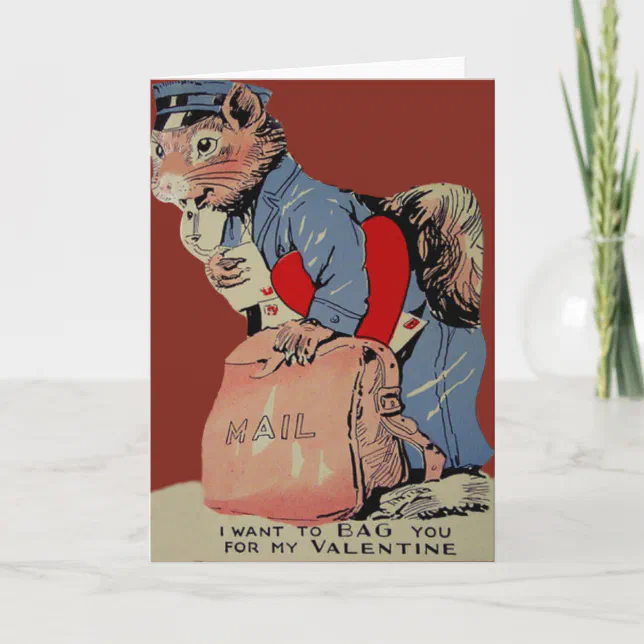Vintage Retro Squirrel Mailman Valentine Card | Zazzle