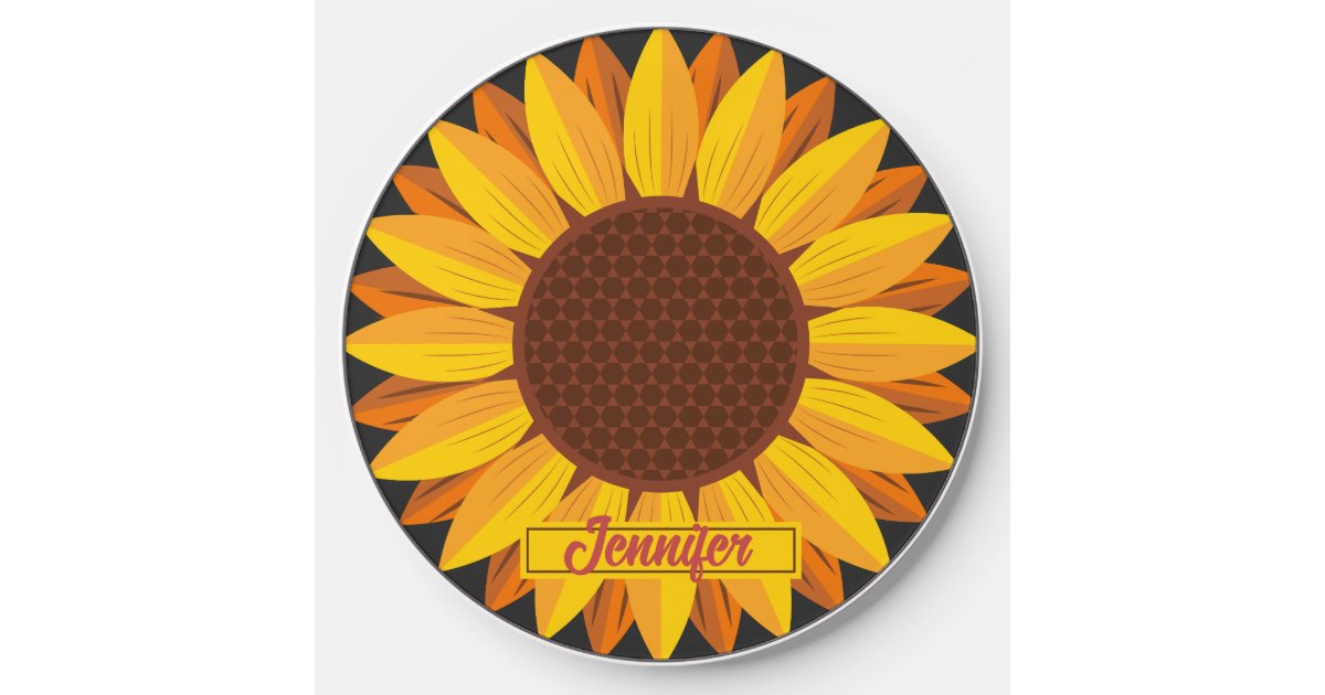 Vintage Retro Sunflower Yellow Flower Floral Wireless Charger | Zazzle