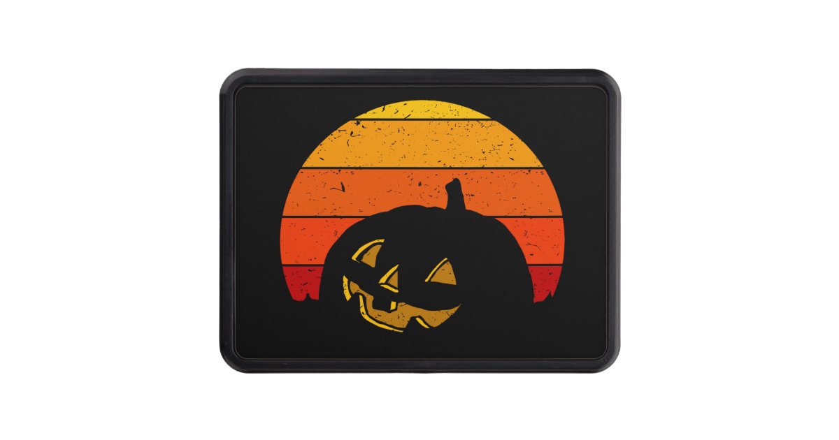 Vintage Retro Sunset Halloween Pumpkin I Hitch Cover | Zazzle