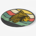 Vintage Retro Sunset Native American Graphic Paper Plates | Zazzle