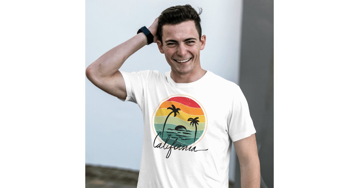 vintage retro sunset Summer California palm beach T-Shirt | Zazzle