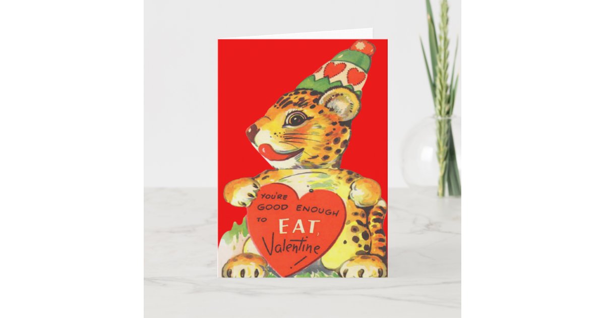 Vintage Retro Tiger Valentine Card | Zazzle